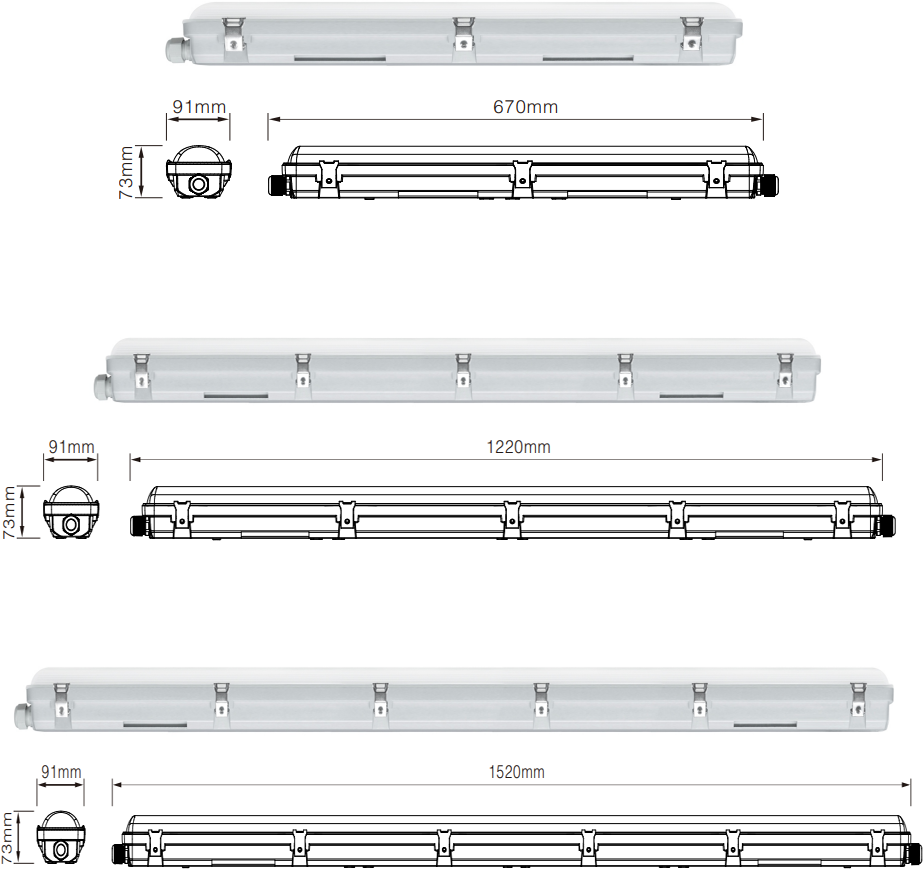 Waterdichte LED TL armatuur GRP | IP66 120cm 24-42W 3000-4000-6000K ...